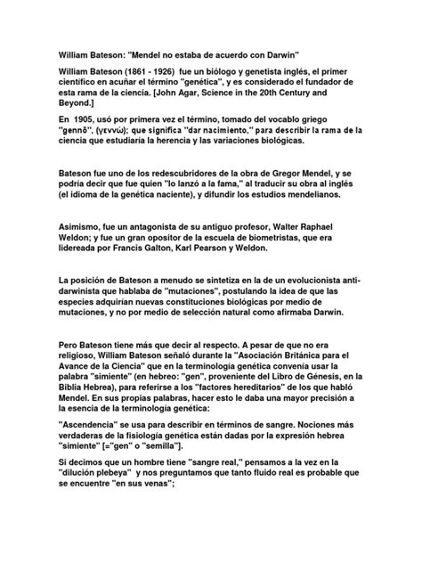 William Bateson Pdf Evolución Charles Darwin