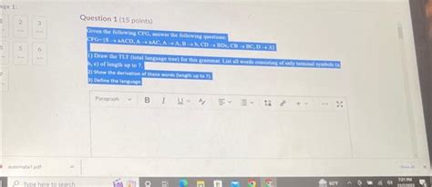 Solved Given The Following Cfg Anwwer The Following