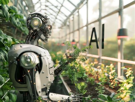 Ai Robot Tending Plants In Greenhouse Stock Illustration Illustration Of Robotic Ecosystem