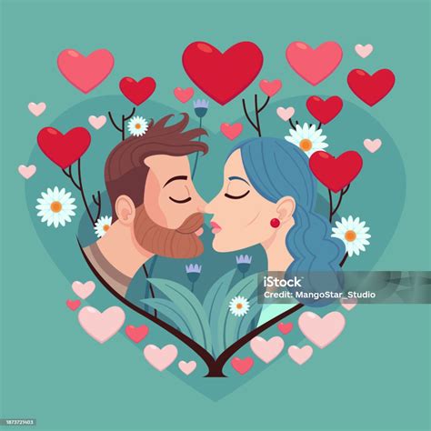 Pria Mencium Wanita Ilustrasi Vektor Ilustrasi Stok Unduh Gambar