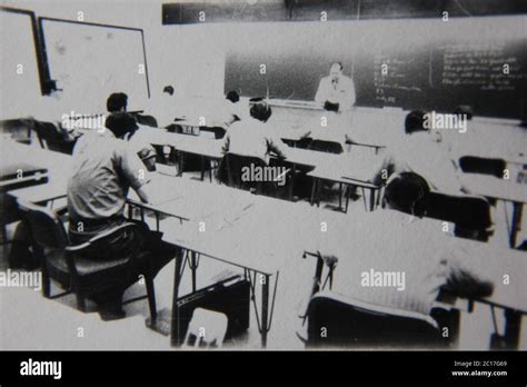 Fine 70s Vintage Black And White Extreme Photography Of A Classroom