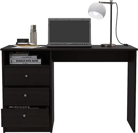 Stylish Computer Desk With Storage Black Wengue