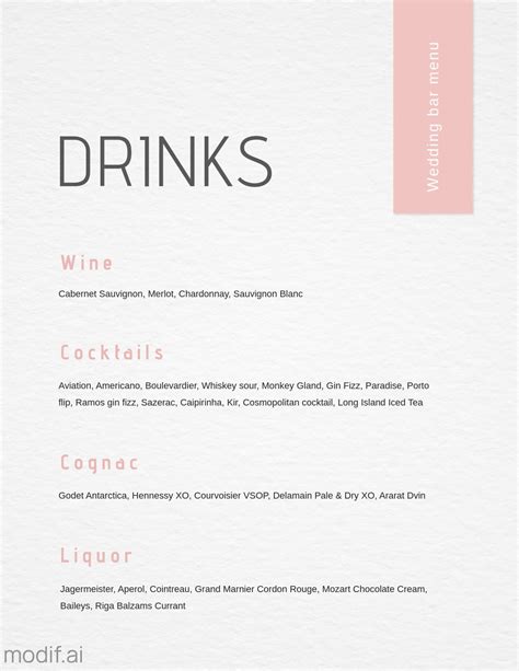 Bar Menu Design Template With Texture On Background Mediamodifier