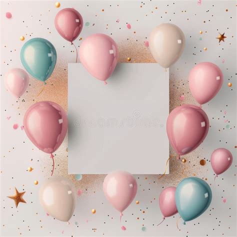 Celebration Background With Colorful Balloons And Empty Square Frame