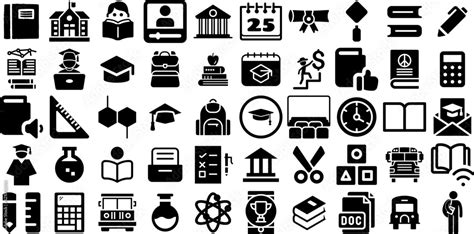 Mega Set Of Education Icons Collection Hand Drawn Black Drawing Clip