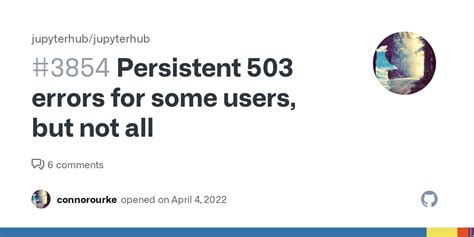 Persistent 503 Errors For Some Users But Not All · Issue 3854 · Jupyterhubjupyterhub · Github