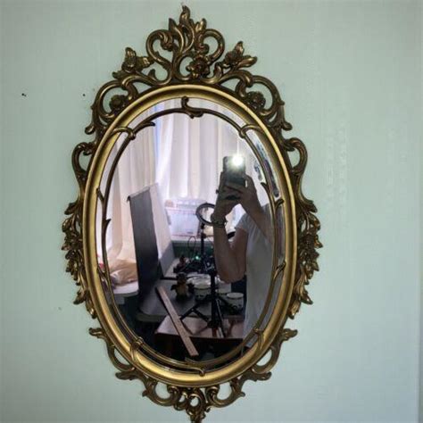 Retro 1967 Syroco Oval Mirror Ornate Gold Hollywood Regency 29 X 18