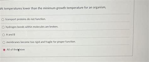 Solved At Temperatures Lower Than The Minimum Growth