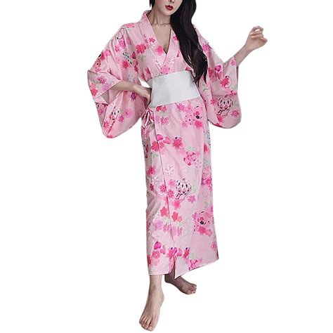Chinese Kimonos For Women Women Yukata Robe And Obi Belt Set Japanese