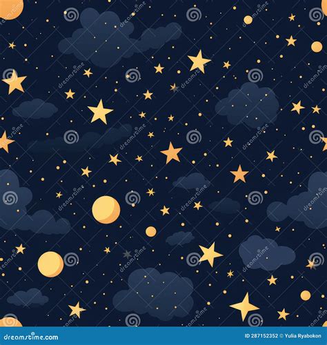 Starry Sky Moon Seamless Pattern Generate Ai Stock Illustration Illustration Of Cosmos