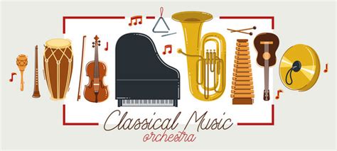 Classical Music Instruments Composition Flat Vector Image