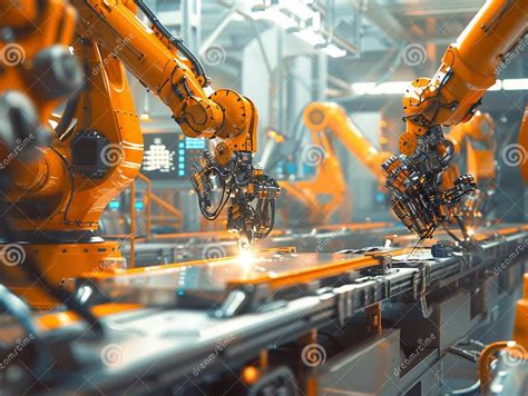 Robotic Arms Performing Precision Tasks On A Modern Assembly Line Stock Image Image Of Smart