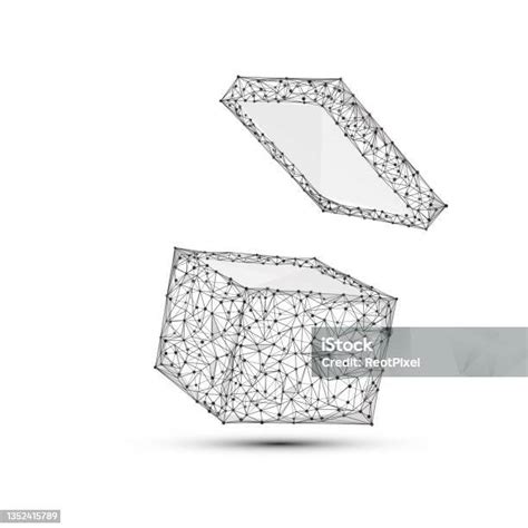 기하학적 다각형 모양의 검은 색 벡터 선물 상자 흰색 배경에 디자인의 형태로 포인트 라인 및 낮은 폴리 모양으로 구성 0명에 대한 스톡 벡터 아트 및 기타 이미지 Istock