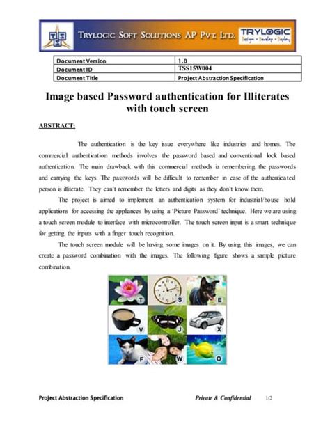 Image Based Password Authentication For Illiterates With Touch Screen