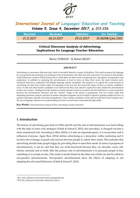 Pdf Critical Discourse Analysis Of Advertising Implications For