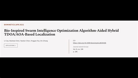 Bio Inspired Swarm Intelligence Optimization Algorithm Aided Hybrid Tdoa Aoa Based Lo Rtcl