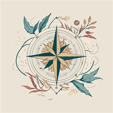 Compass Wind Rose In Stylized And Colored Illustration Stock