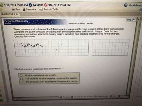 Solved Three resonance structures of the following anion are | Chegg.com