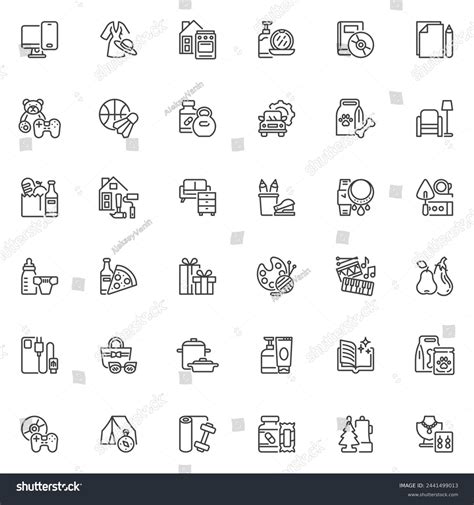 Online Shopping Categories Line Icons Set Stock Vector Royalty Free 2441499013 Shutterstock