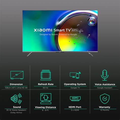 Buy Xiaomi X Pro Series 108 Cm 43 Inch 4K Ultra HD LED Google TV With Dolby Vision And Dolby