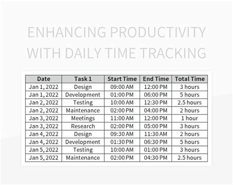 Enhancing Productivity With Daily Time Tracking Excel Template And