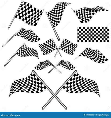 Set Of Checkered Flag Stock Vector Illustration Of Finishing