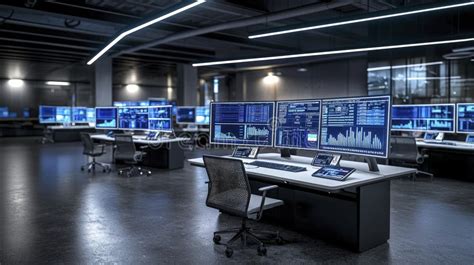 Futuristic Control Room For Supply Chain Management High Tech Office