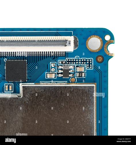 Electronic Components Of A Microcircuit And Other Details On A Blue Electronic Components Of A Microcircuit And Other Details On A Blue