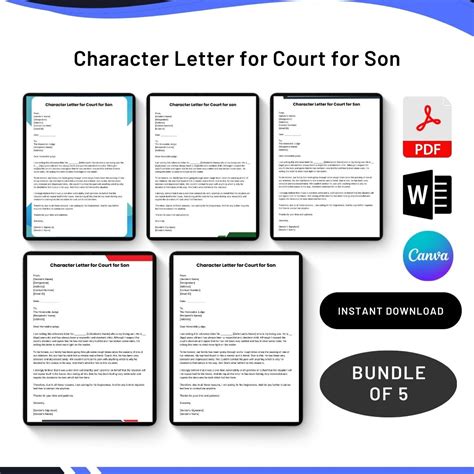 Character Letter For Court For Son Sample Template In Pdf And Word