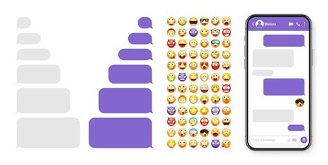 Premium Vector Smartphone Messaging App User Interface Design With Emoji Sms Text Frame Chat