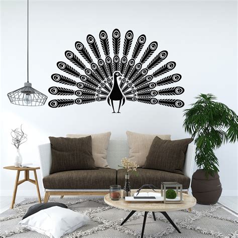 Peacock Wall Decal Peacock Tail Wall Decal Peacock Feather Wall Decor