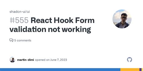 React Hook Form Validation Not Working · Issue 555 · Shadcn Uiui · Github