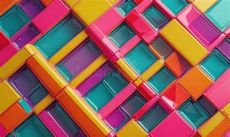 3d Building Facade Features Vibrant Geometric Pattern Overlapping