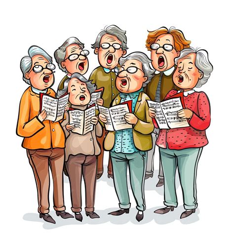 Group Of Seniors Singing In A Choir Illustration Premium Ai Generated