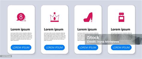 세트 향수 여성 신발 왕관 및 3 월 8 일 말풍선 비즈니스 인포그래픽 템플릿입니다 벡터 0명에 대한 스톡 벡터 아트 및 기타 이미지 Istock