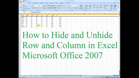 Shortcut Keys To Hide And Unhide Row And Column In Ms Excel YouTube