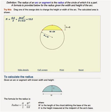 Thinking With My Hands Determining The Radius If You Know The Segment Length And The Height Of