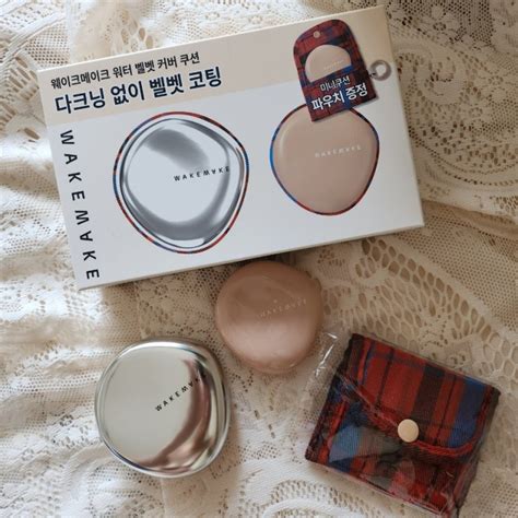 웨이크메이크 워터 벨벳 커버 쿠션 19포슬린 브라운 미니쿠션 파우치 기획 내돈내산 후기 네이버 블로그