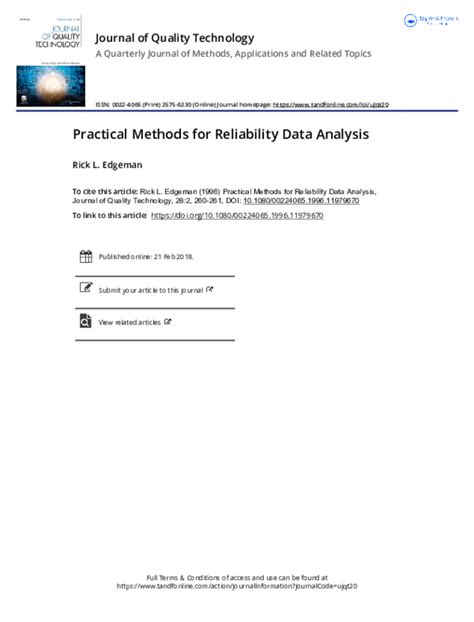 Pdf Practical Methods For Reliability Data Analysis