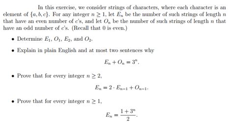 In This Exercise We Consider Strings Of Characters