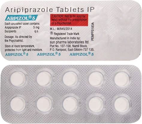 Aripiprazole Arpizole Tablets Strength 20 Mg Packaging Size 1x10