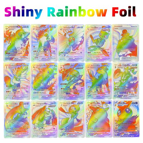 포켓몬 카드 골든 호일 반짝이 레인보우 Vmax Gx 카드 리자몽 피카추 아르세우스 브스타 컬렉션 카드 플라스틱 어린이 장난감 선물 Aliexpress