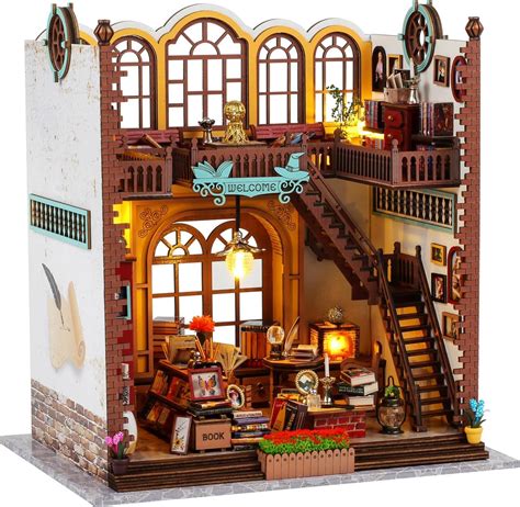 Quanquer Miniature House Kit Magic Book Store Book Nook