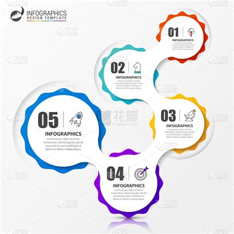 模板 信息图表 概念 创造力 台阶 五个物体 商务 图表 策略 齿轮素材 花瓣网