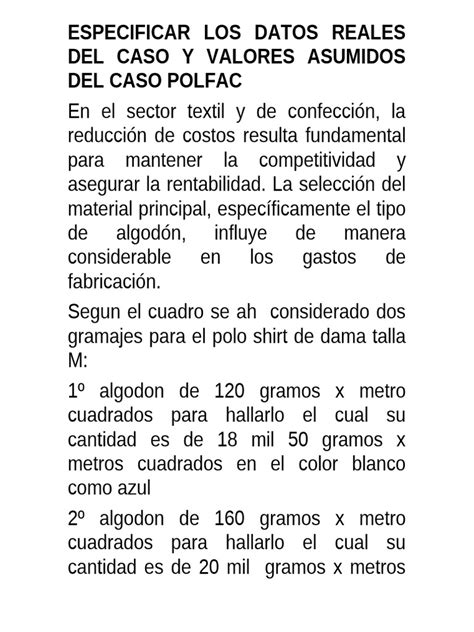 Especificaciones De Polo De Algodón Pdf Volumen