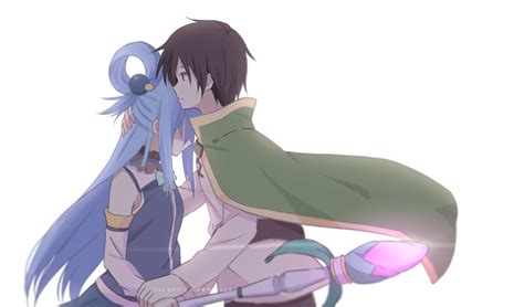 aqua and satou kazuma kono subarashii sekai ni shukufuku wo drawn by