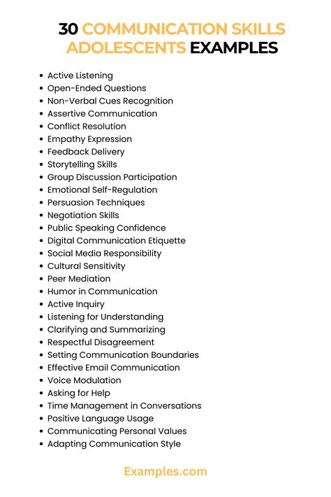 29 Communication Skills Adolescents Examples