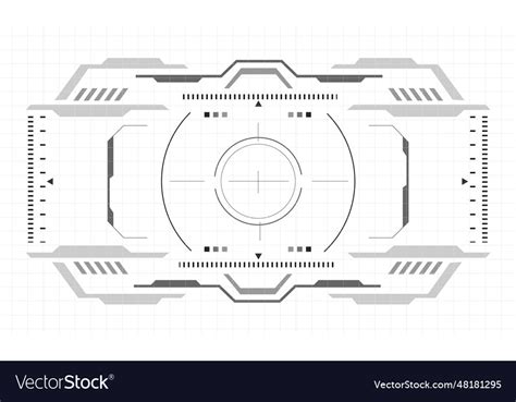 Hud Sci Fi Interface Screen Monochrome View Vector Image