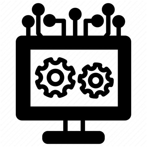 Data Integration Setting Gears Monitor Execution Networking Icon