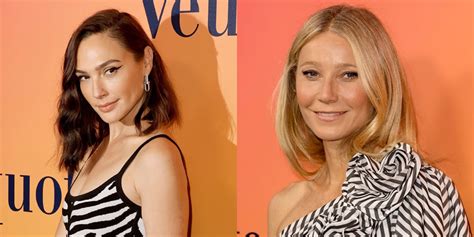 Gwyneth Paltrow Gal Gadot Both Wear Stripes To Veuve Clicquots